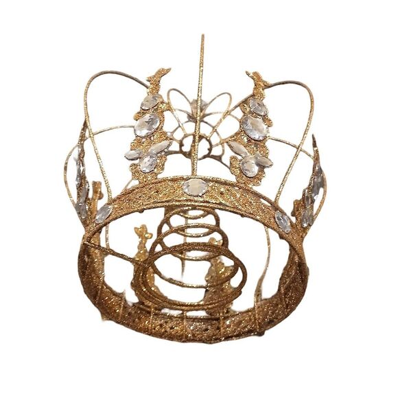 Holiday | Rose Gold Glittered Metal Crown Tree Topper With Rhinestones ...